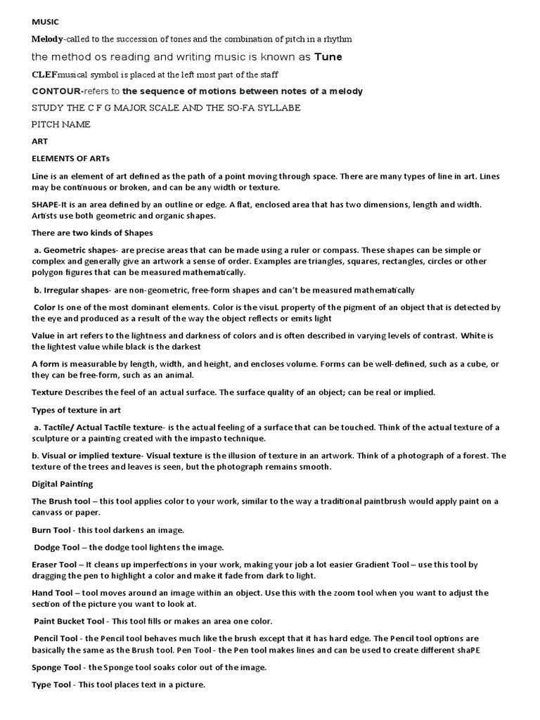Mapeh NOTEs | PDF | Graphics | Shape