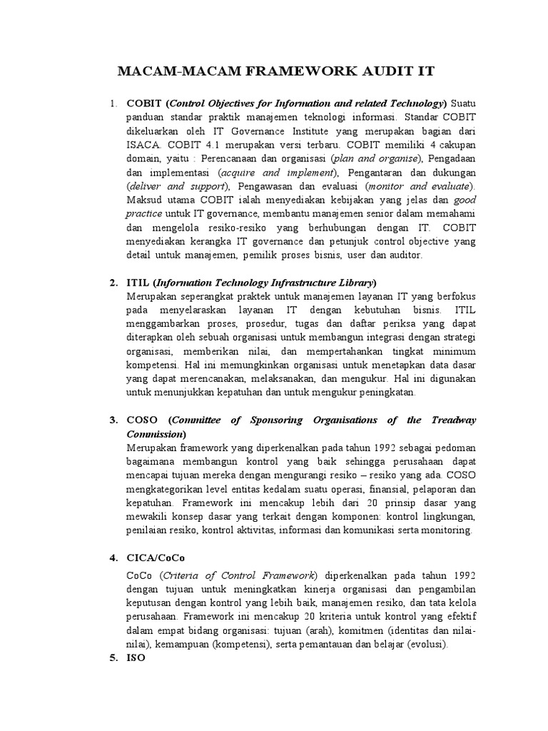 Macam Framework Audit IT | PDF