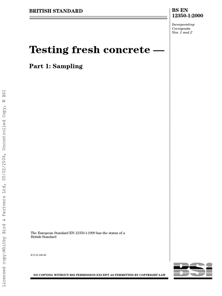 BS EN 12350-1:2000 Concrete Sampling | PDF