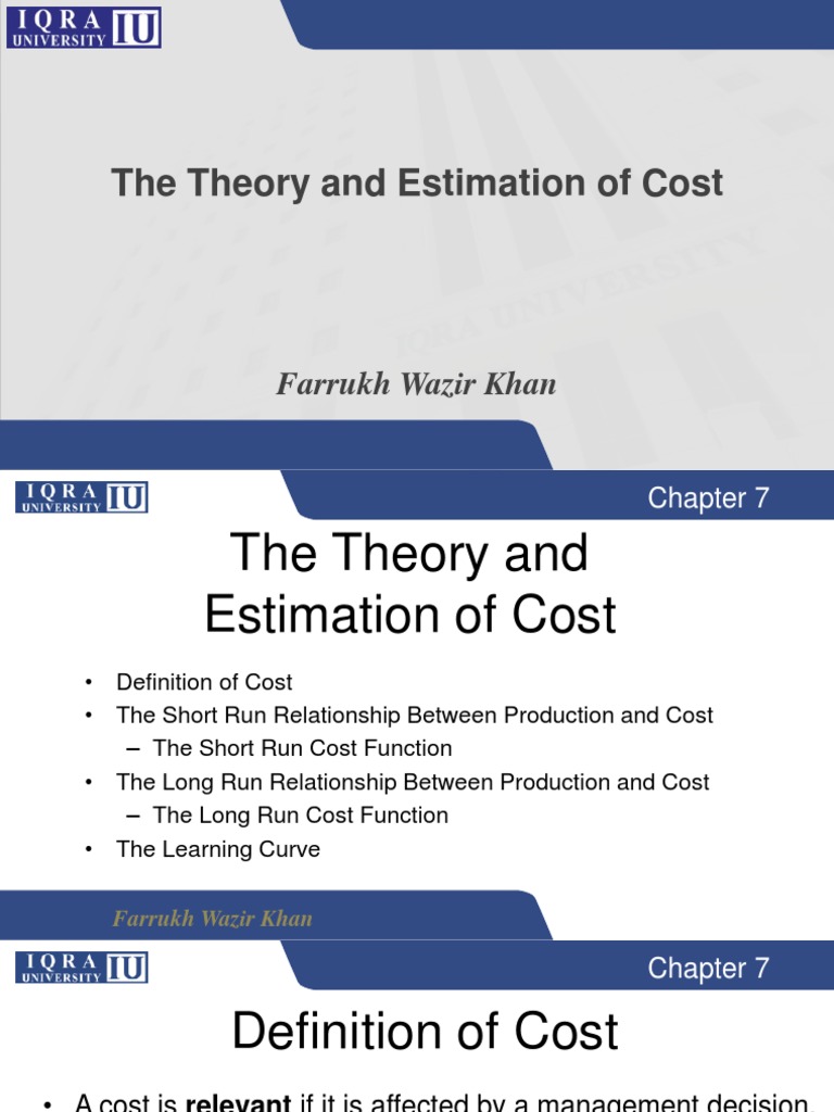 Chapter 7 - Theory and Estimation of Cost - Farrukh Wazir Khan - Fall22 | PDF | Average Cost ...