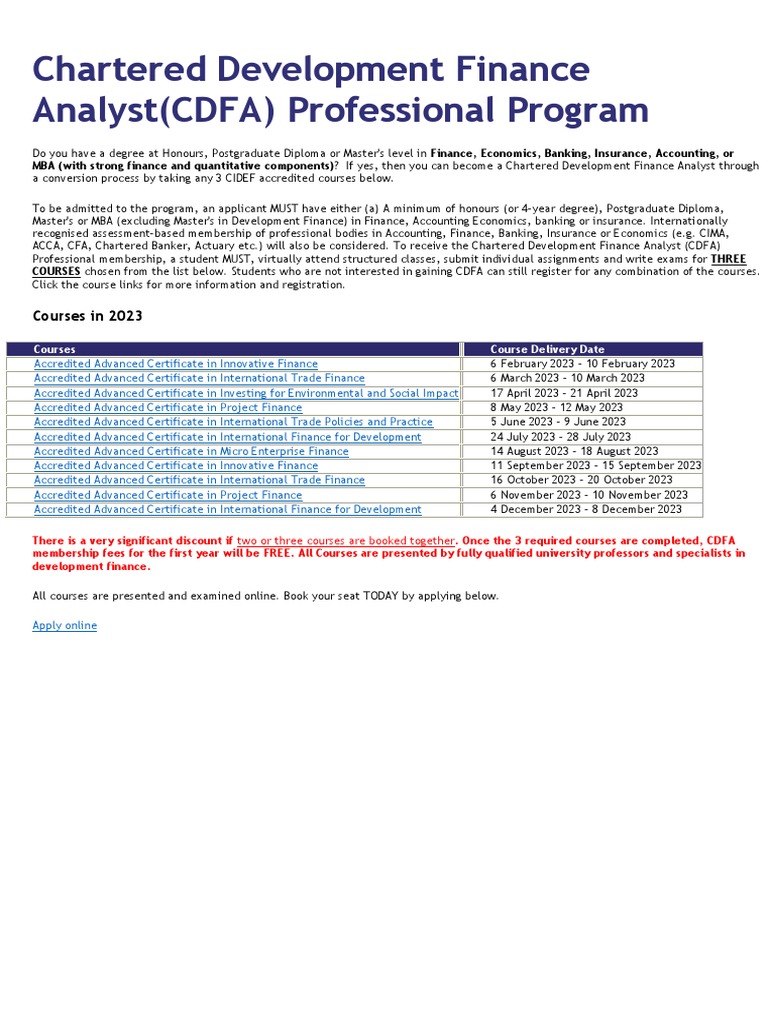 Cdfa Online Course | PDF