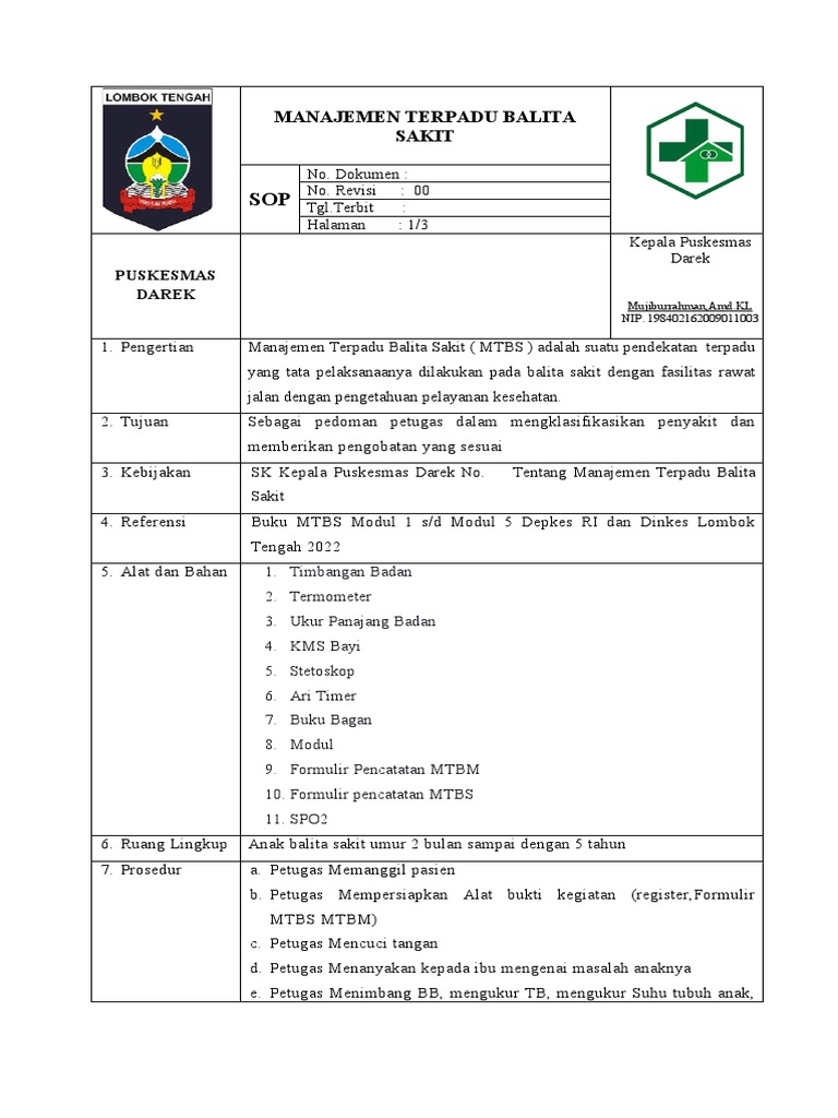 Sop MTBS | PDF | Sains & Matematika