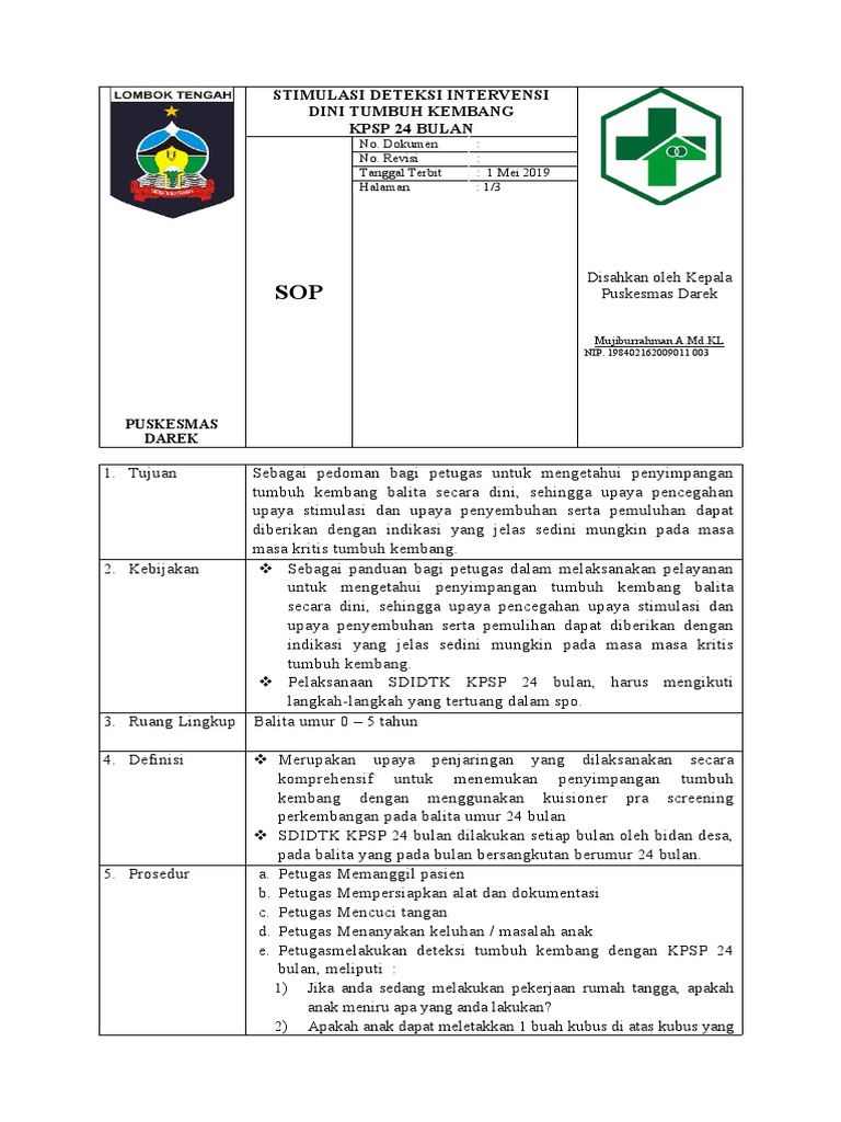 SOP SDIDTK KPSP 24 Bulan | PDF | Kesehatan Holistik