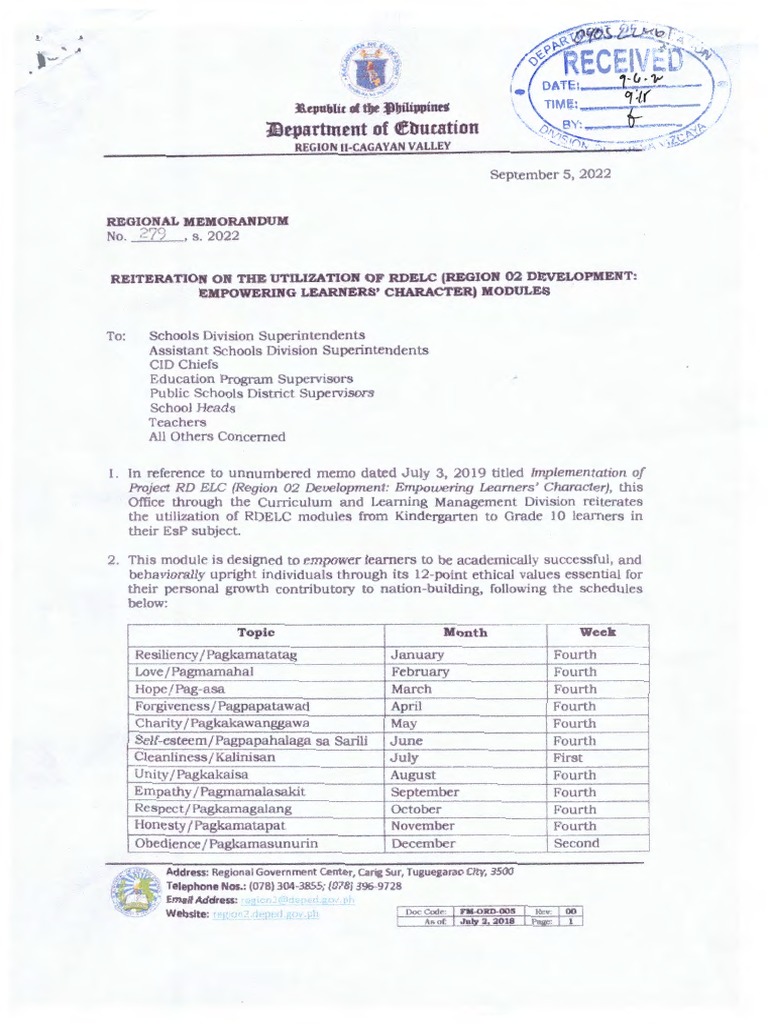 2022-09-12 Reiteration On The Utilization of Rdelc (Region 02 ...