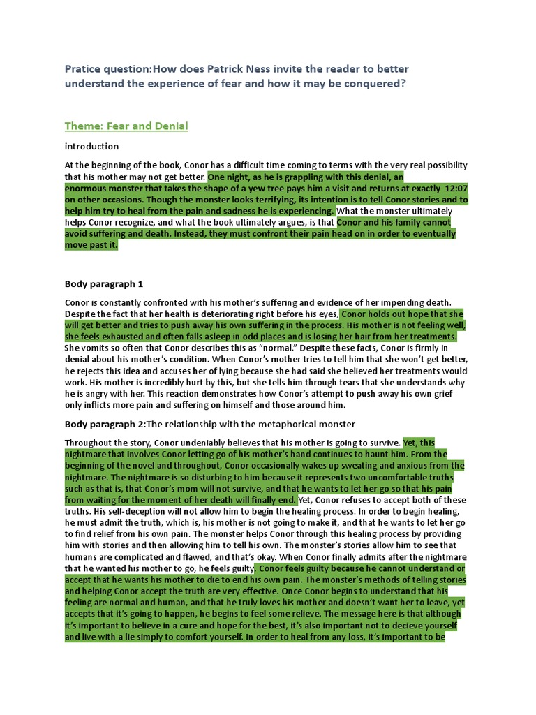 Understanding Fear in "A Monster Calls" | PDF | Pain | Psychology