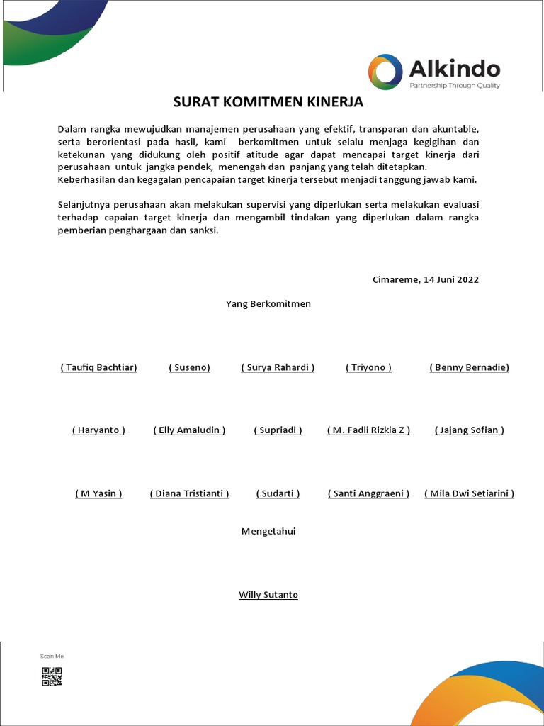 Surat Komitmen 1 | PDF