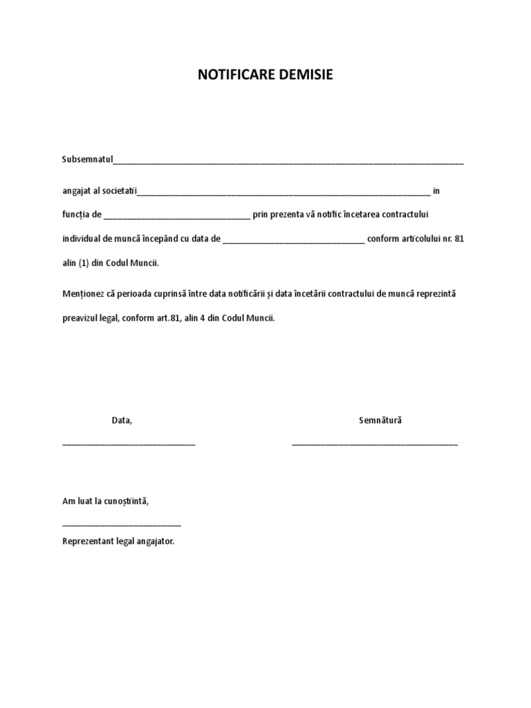 Cerere Demisie | PDF