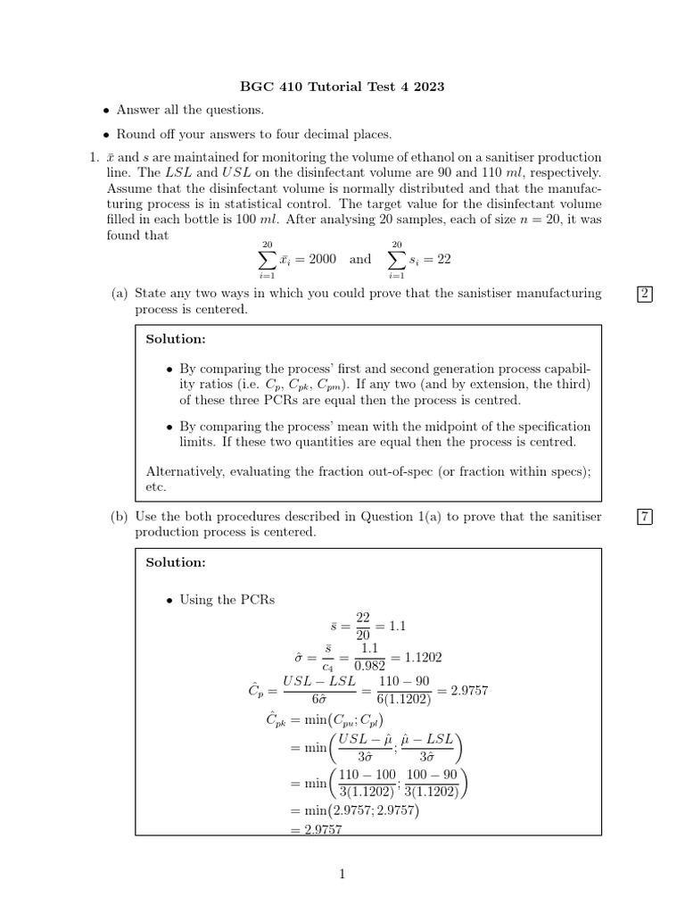 BGC_410_Tutorial_4__S1__2023_MEMO | PDF | Statistical Theory | Statistics