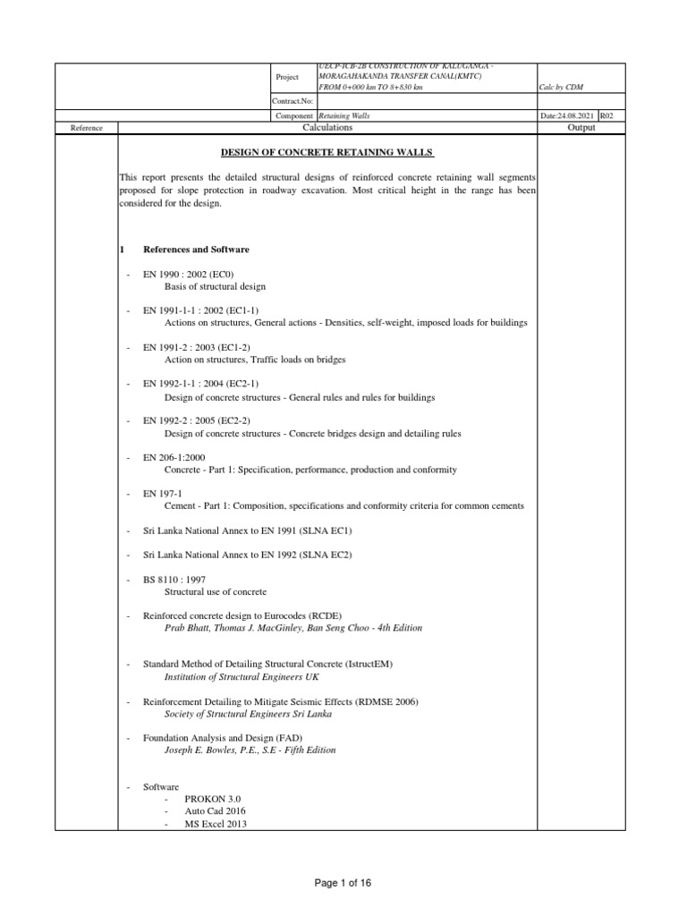 Retaining Wall Design R02 | PDF | Concrete | Force