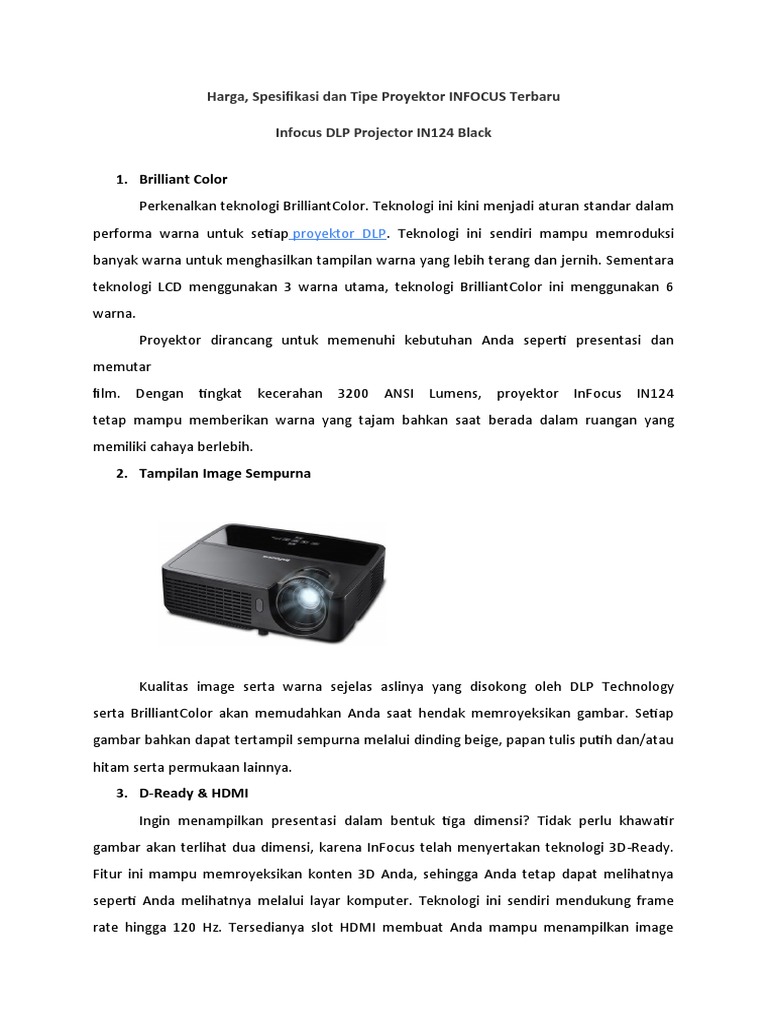 Proyektor Infocus IN124: Harga & Spesifikasi | PDF | Seni | Teknologi ...