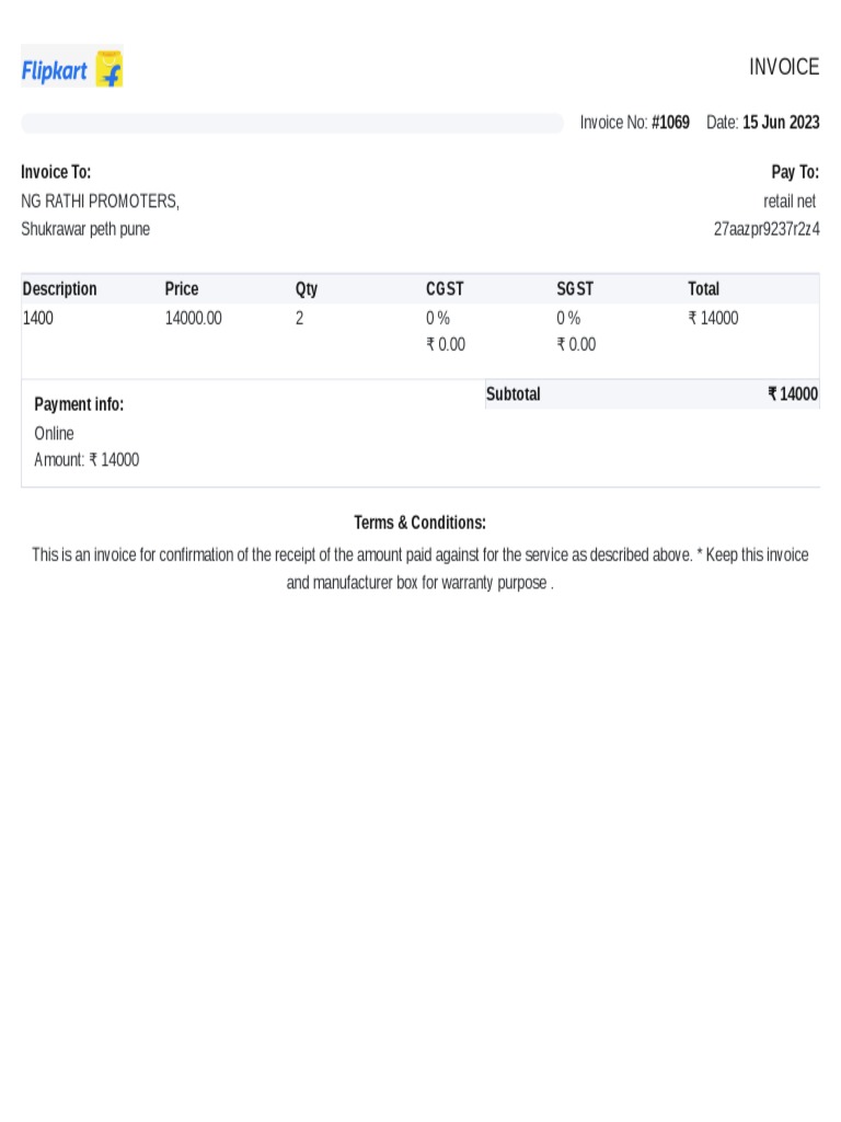 E-Commerce Invoice Template 3 | PDF
