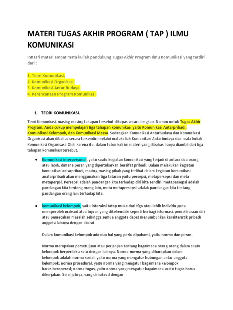 Materi Tugas Akhir Program | PDF