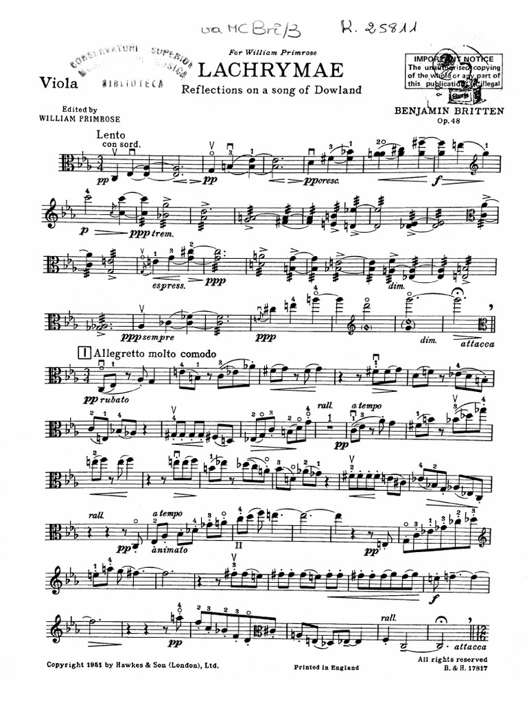 Lachrymae Britten Viola | PDF