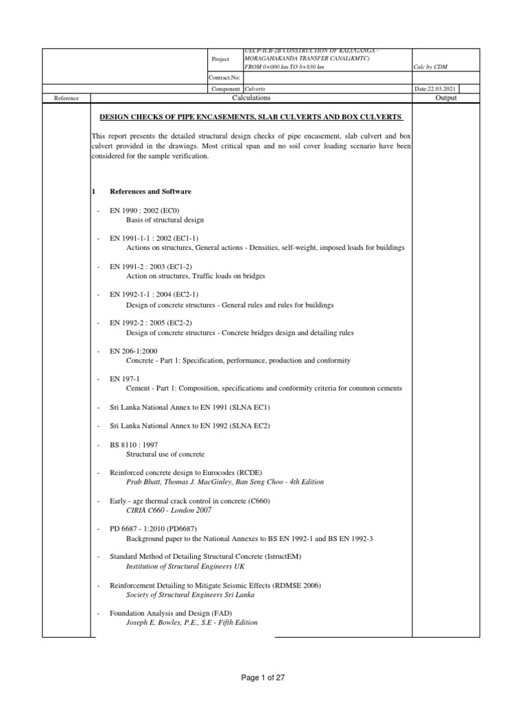 Design Check of Pipe Slab and Box Culverts | PDF | Civil Engineering ...