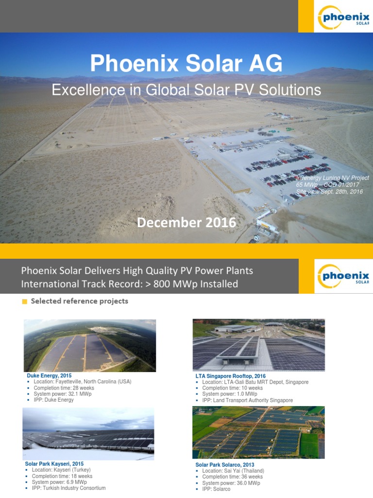 Phoenix Solar Corporate Presentation 161205 | PDF | Solar Power | Photovoltaics