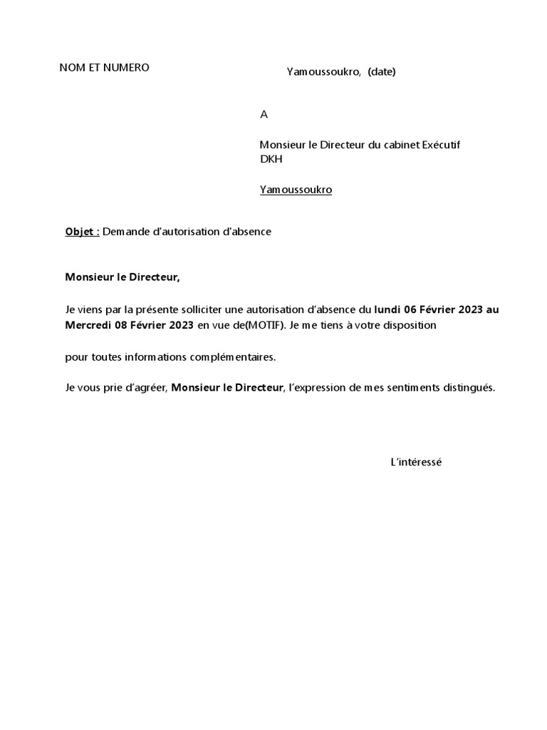 Demande de Permission | PDF