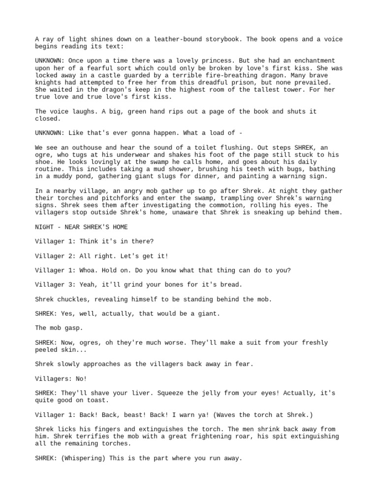 Shrek Script | PDF