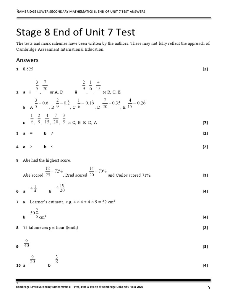End of Unit 7 Test Answers | PDF