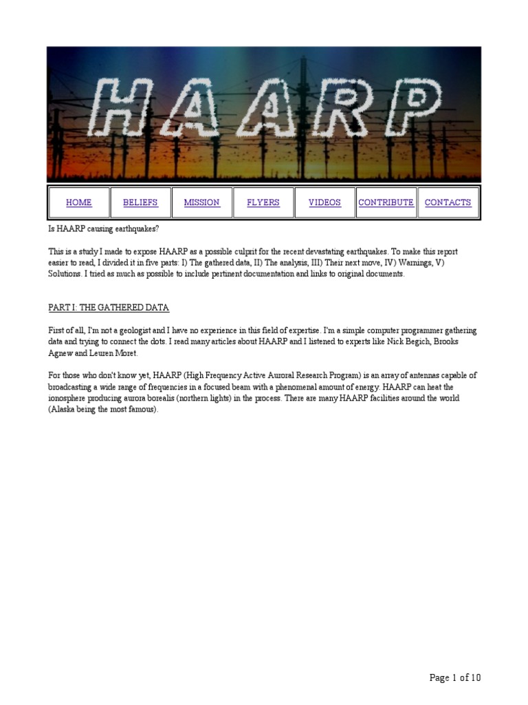 Is HAARP Causing Earthquakes | PDF | Earthquakes | Disaster And Accident