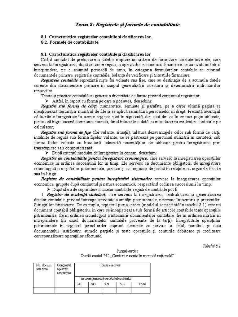 Tema 8 Registrele şi formele de contabilitate | PDF