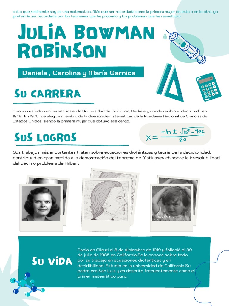 Julia Robinson: Pionera en Matemáticas | PDF | Ciencias sociales ...