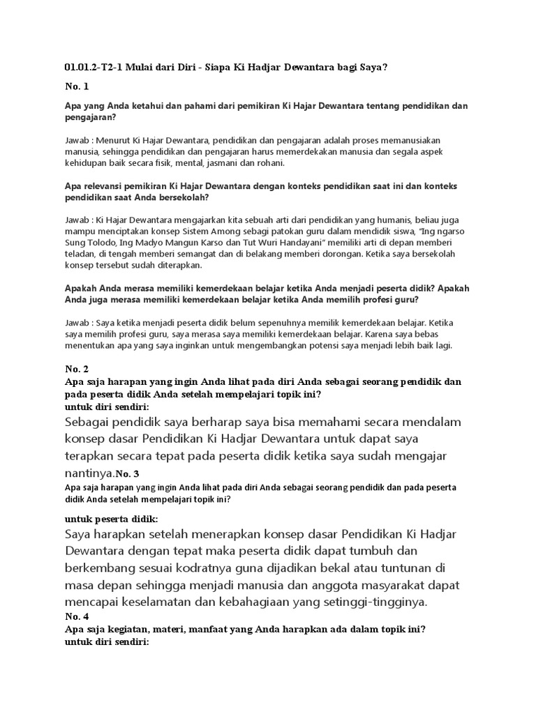 01.01.2-T2-1 Mulai Dari Diri - Siapa Ki Hadjar Dewantara Bagi Saya | PDF | Karier & Perkembangan