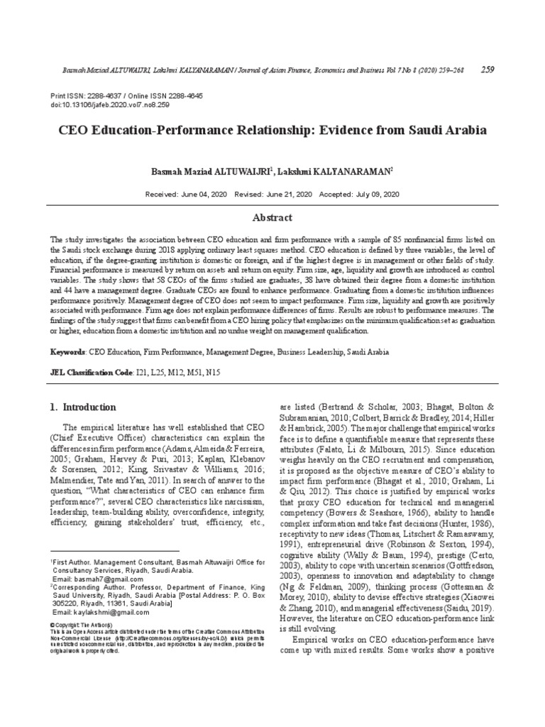 CEO Article | PDF | Errors And Residuals | Multicollinearity
