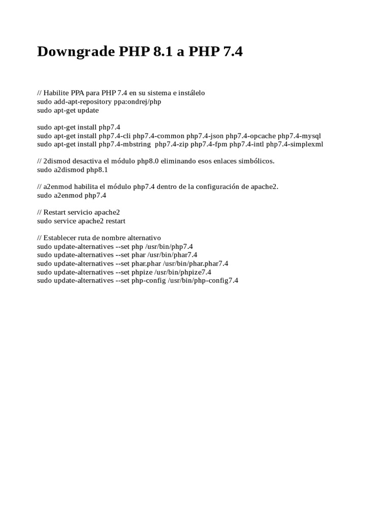 Downgrade PHP 8 To PHP 7.4 | PDF