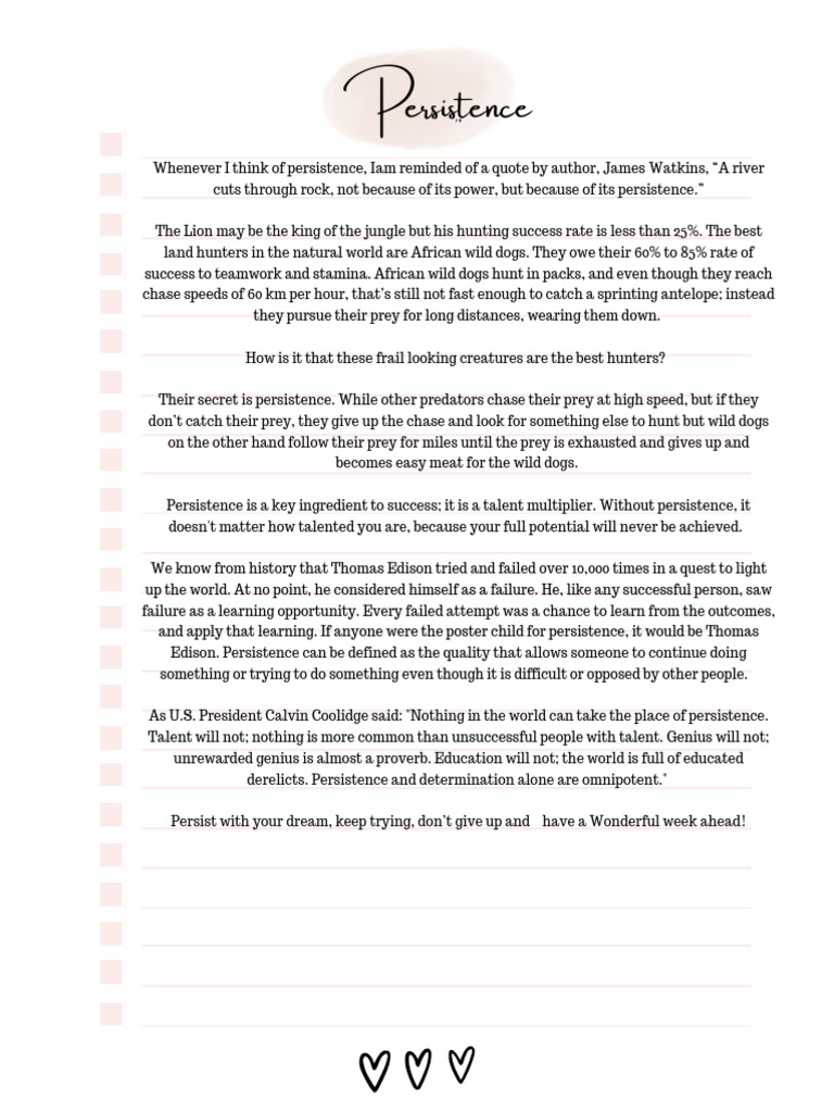 Persistence Motivational Story | PDF | Predation | Hunting