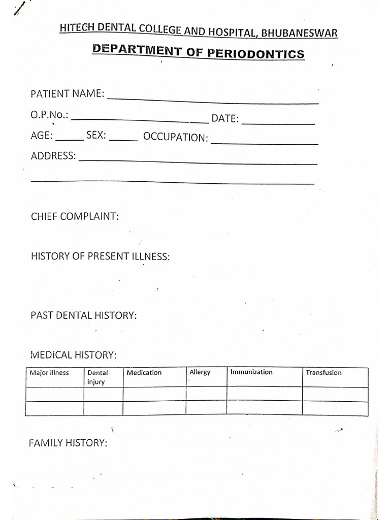 Perio Case History Sheet | PDF