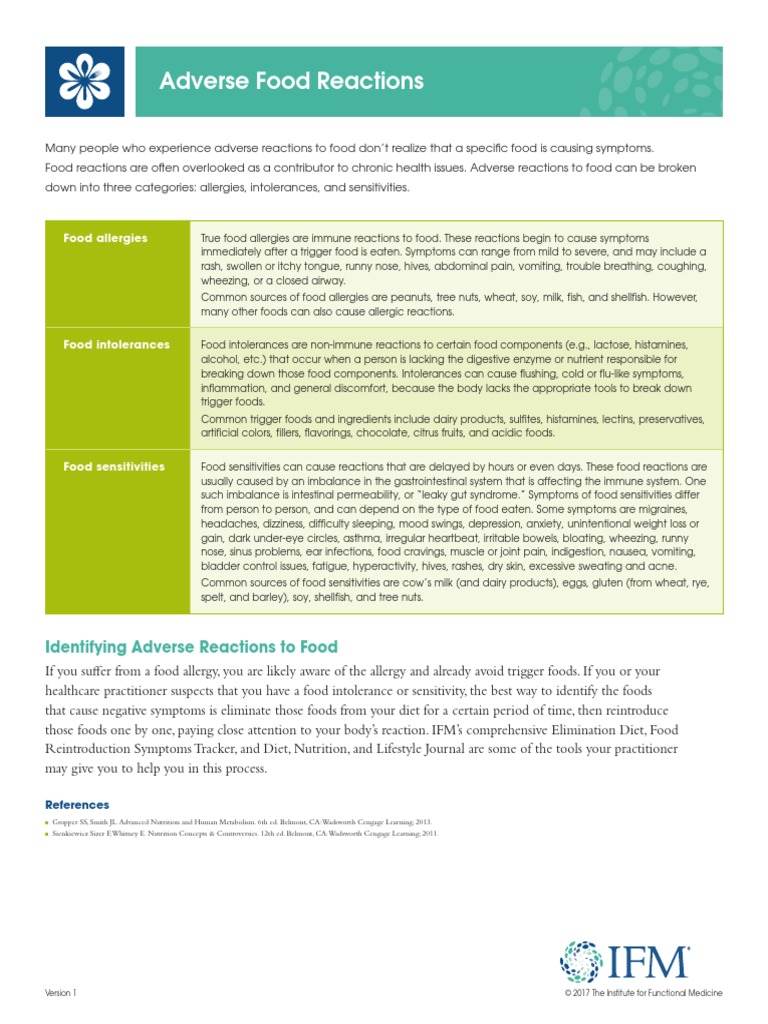 Adverse Food Reactions | PDF | Food Intolerance | Allergy