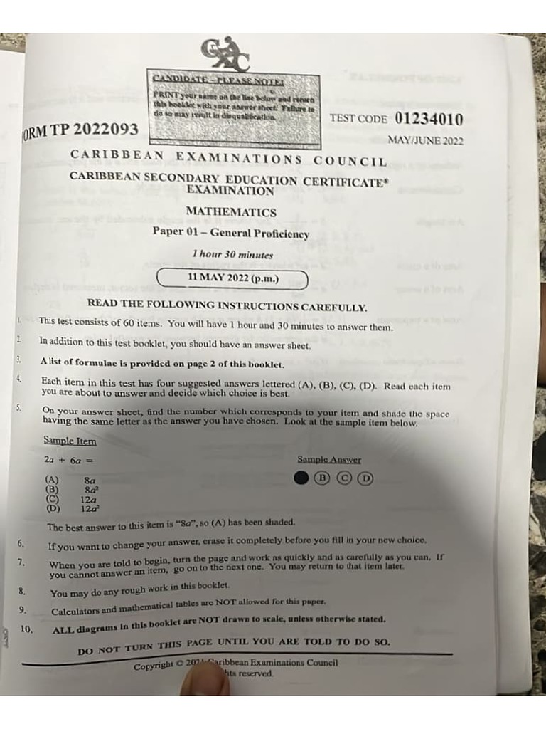 MayJune 2022 CSEC Maths Paper 1 Answers | PDF