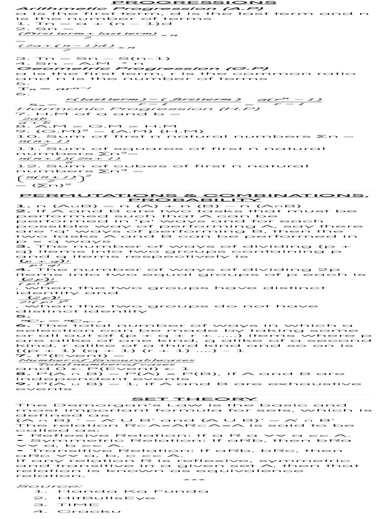 InsideIIM's Quant Formula Cheat Sheet for CAT, XAT, IIFT, NMAT, GMAT ...