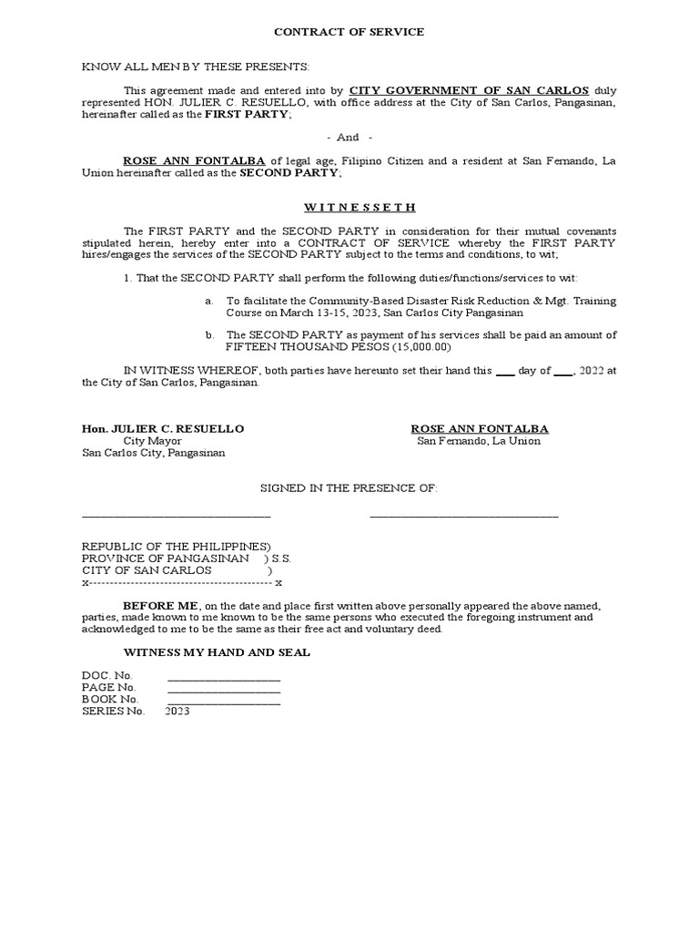 San Carlos City Service Contracts | PDF | Philippines | Justice