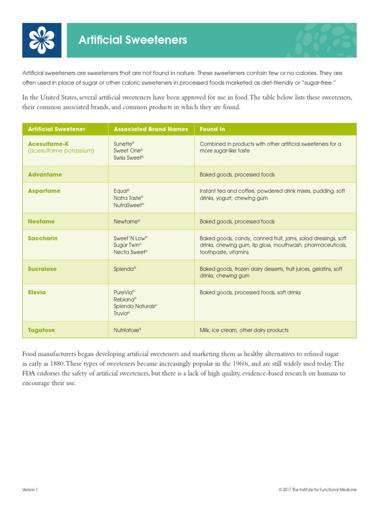 Artificial Sweeteners | PDF | Sugar Substitute | Food Industry