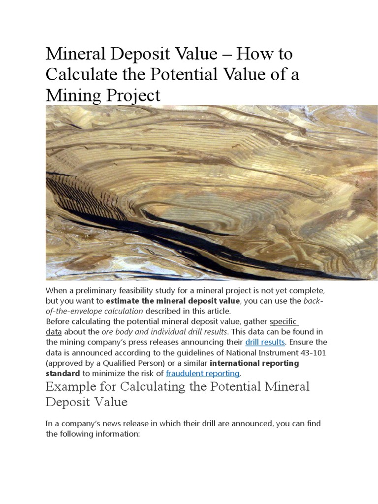 Mineral Deposit Value | PDF | Mining | Ore