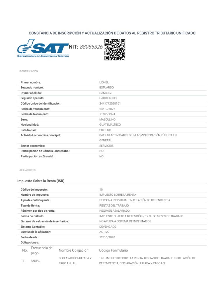 Portal SAT _ Impresion de RTU - Guatemala | PDF