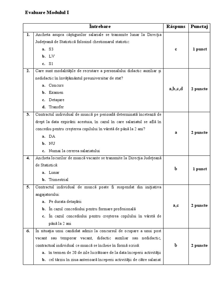 Evaluare Modulul I (1) | PDF