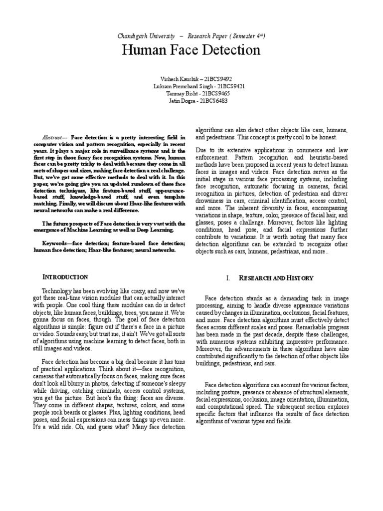Research Paper Human Face Detection Pdf Artificial Neural Network