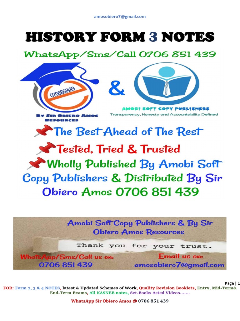 Form Three History Notes | PDF