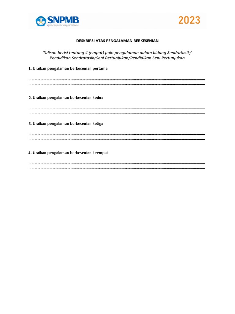 05 Template Deskripsi Pengalaman (Porto Sendratasik 2023) | PDF