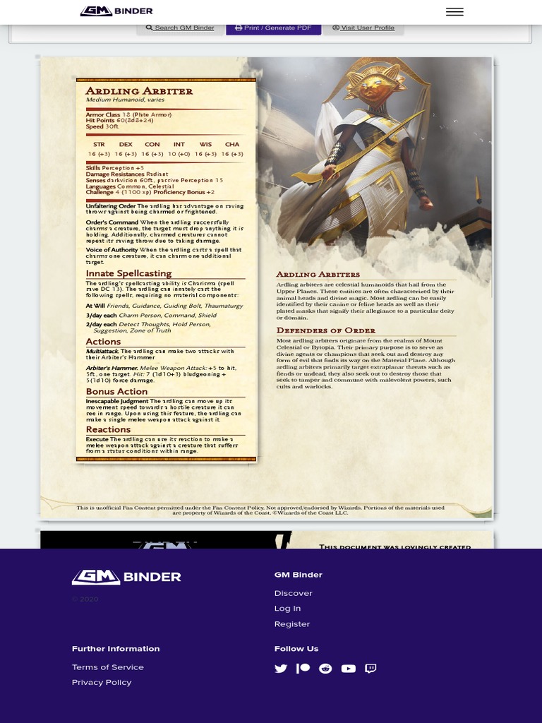 Aardling Arbiter GM Binder | PDF