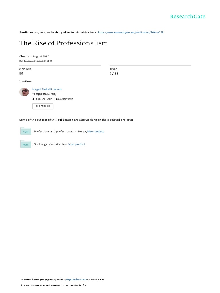The Rise of Professionalism: August 2017 | PDF | Profession | Bureaucracy