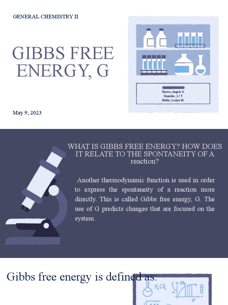 Gibbs Free Energy and Reaction Spontaneity | PDF