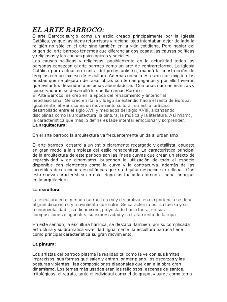 El Arte Barroco | PDF | Barroco | Escultura