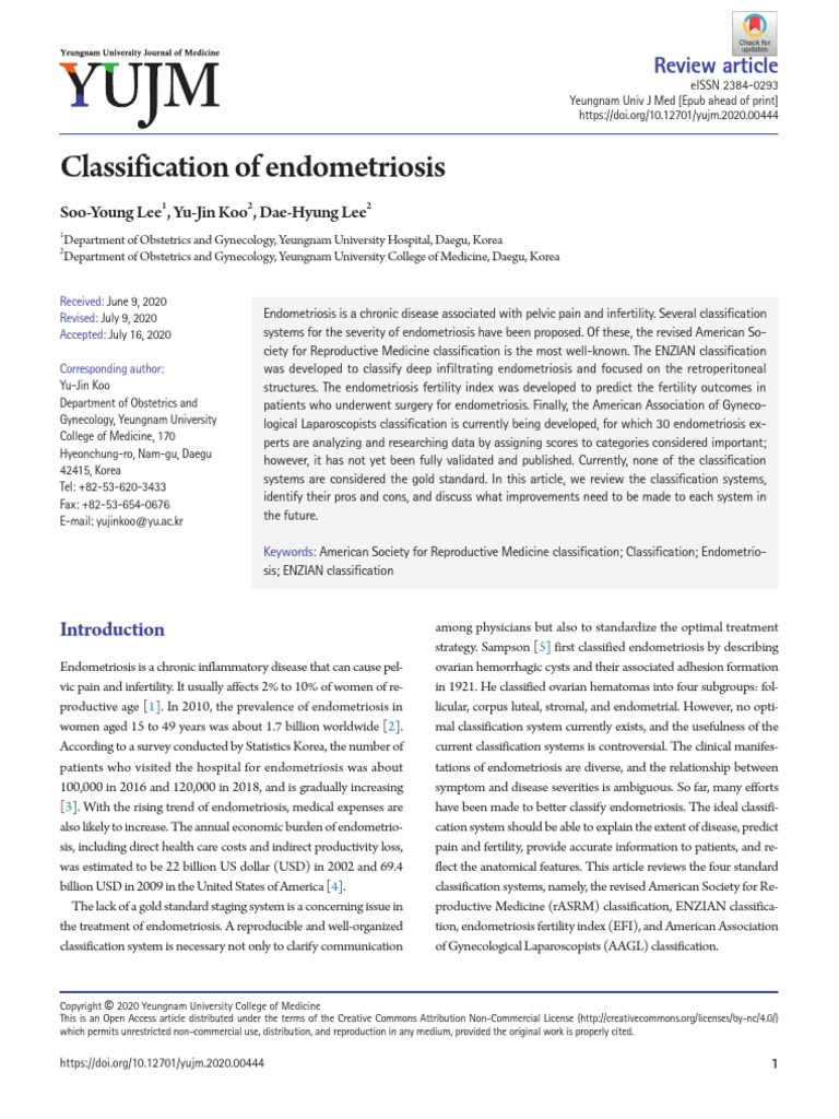 Classification of Endometriosis | PDF | Ovarian Cancer | Infertility