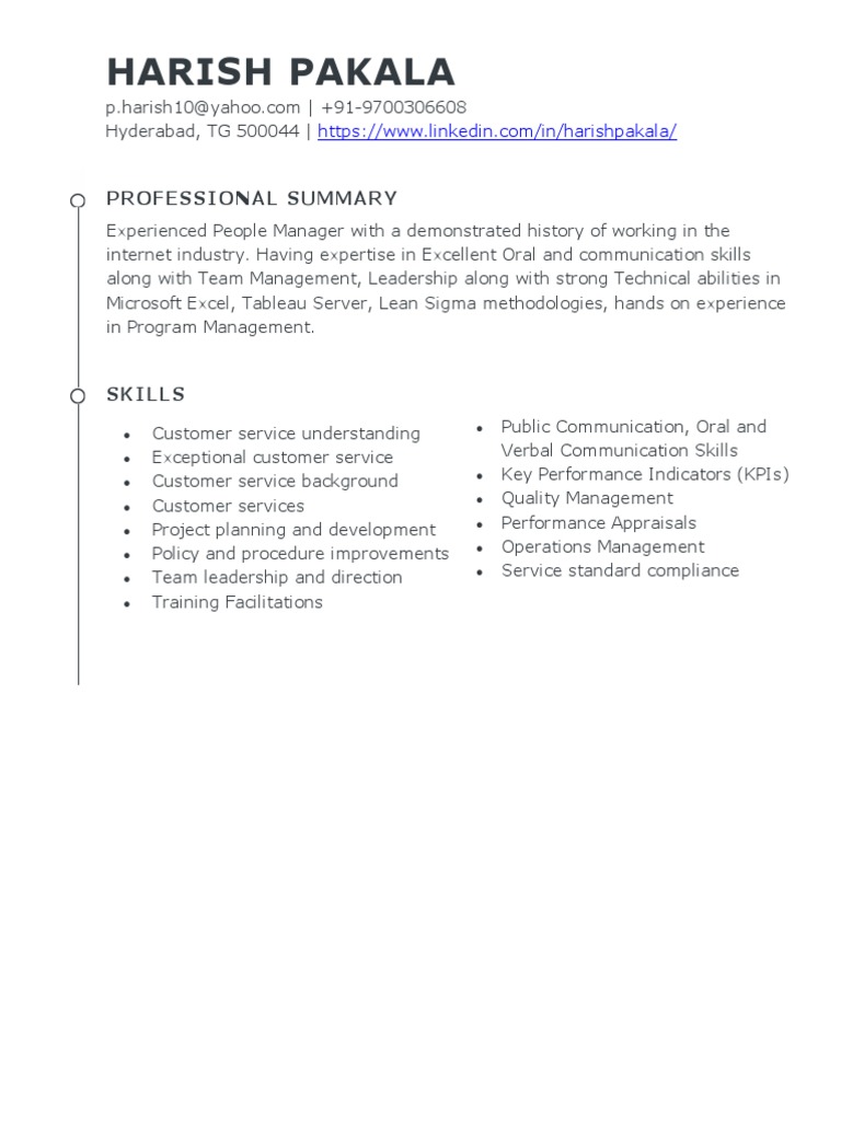 Harish_Pakala_Resume_12-21 | PDF | Performance Indicator | Leadership