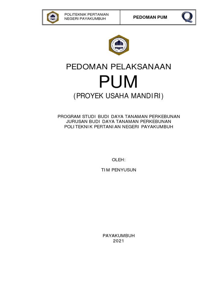 d3 Pedoman Pelaksanaan Dan Aturan Penulisan Pum 2021 | PDF