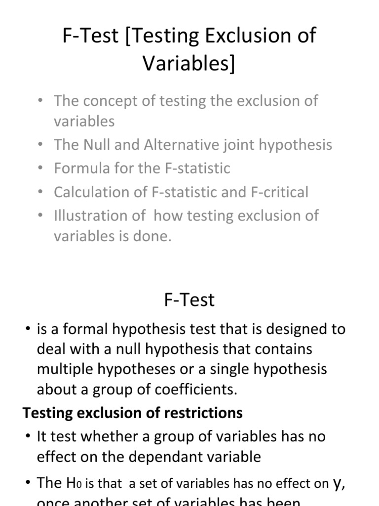 F Test | PDF | F Test | Statistics