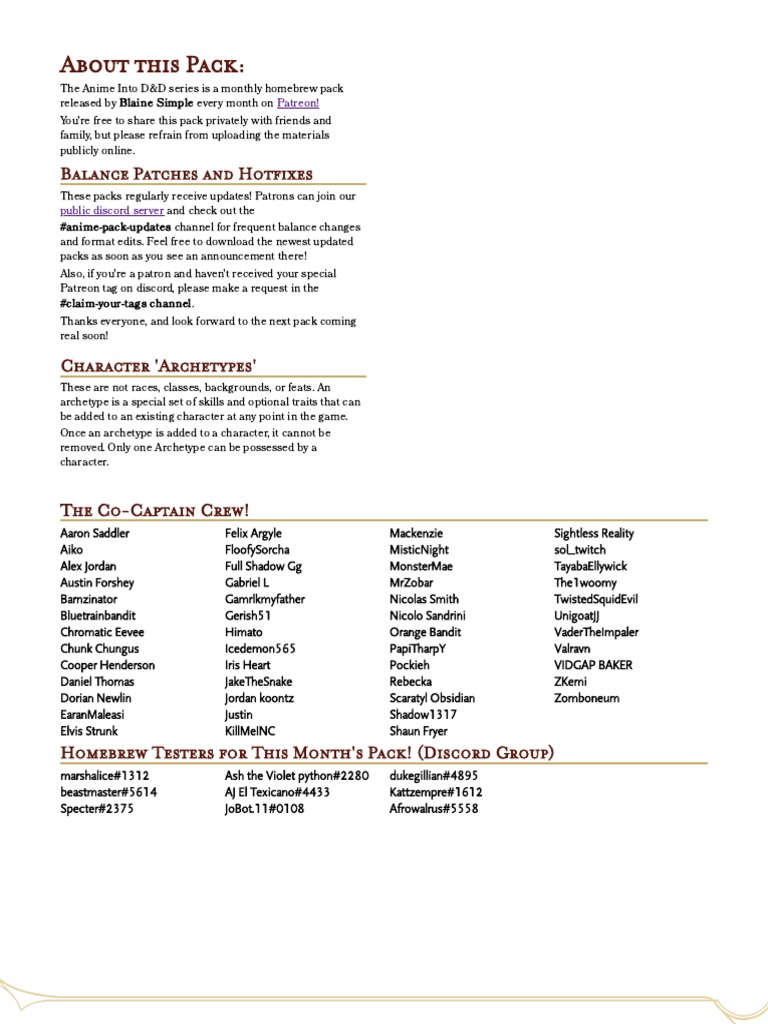 (DND 5E) Dragons, Chuunibyous, and One For All! - May 2021 AID! | PDF